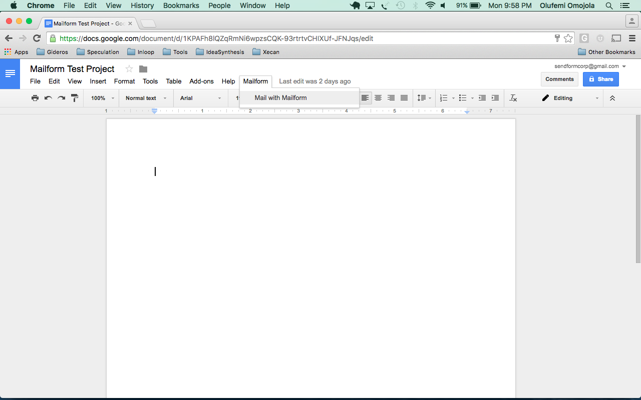 Print Envelopes From Google Docs